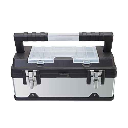 TCE 18-Inch Tool Box Stainless Steel&Plastic Portable Toolbox Storage ...