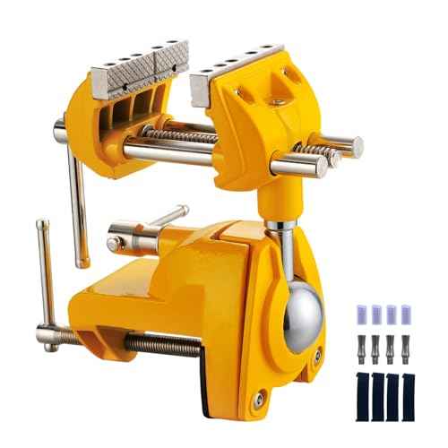 Bench Vise, 360¡Æ Swiveling Articulating Vise, Clamp-On Vise for Workb ...