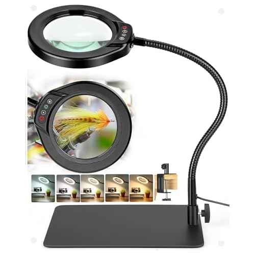 5 Inch Large Magnifying Glass with Light and Stand, 10X Hands-Free Des ...