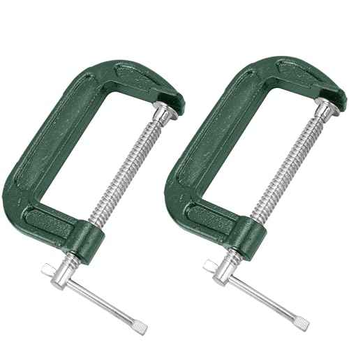 2 Pack C Clamp, 8 Inch Heavy Duty Steel C Clamps Set, Green Industrial ...