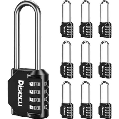 10 Pack disecu 2.6 Inch Long Shackle Combination Lock, 4 Digit Outdoor ...