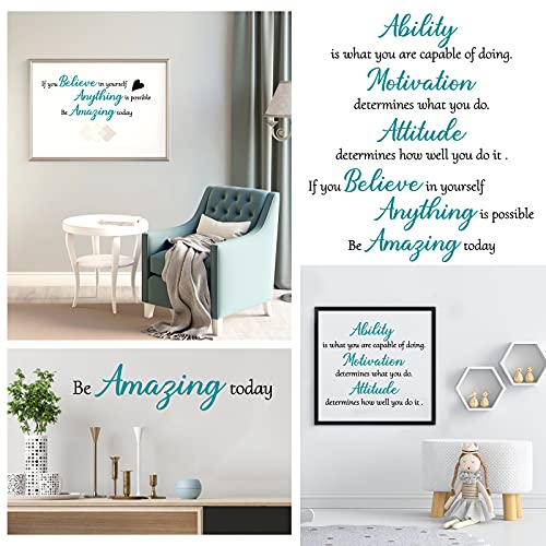 3 Sheets Vinyl Quotes Stickers, Inspirational Saying Wall Decals for H ...