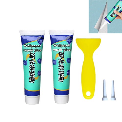 2Pcs Wallpaper Repair Adhesive, Clear Wallpaper Paste Kitfor Fixing Te ...