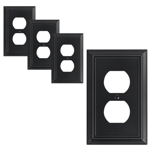 4-Pack Duplex Outlet Cover Plate, Decorative Matte Black Switch Plates ...