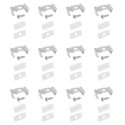 GWYAN 24Pcs LED Metal Mounting Clip with End Caps LED Strip Light Moun ...