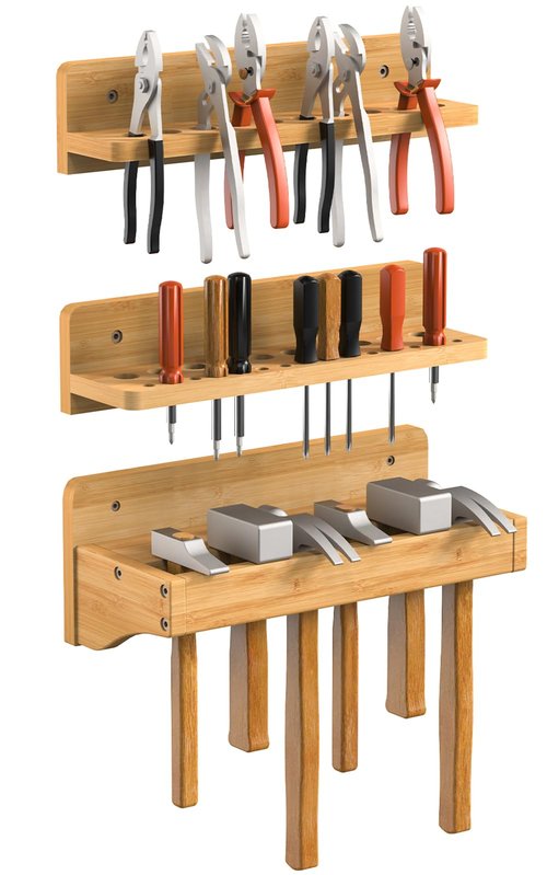 Bambition Set of 3 Wall Mounted Hand Tools Storage, Screwdriver Organi ...