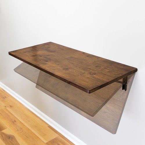 StoreYourBoard Wall Mounted Foldaway Table, Dark Wood Butcher Block Fo ...